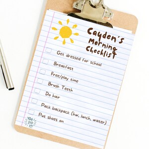 Kids Daily School Checklist Schedule Printable Editable Chore - Etsy