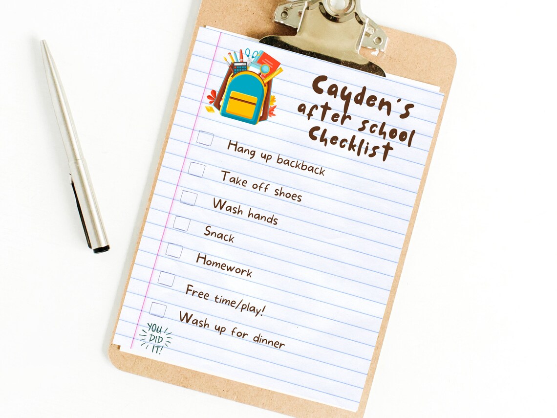 Kids Daily School Checklist Schedule Printable Editable Chore - Etsy