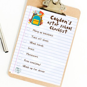Kids Daily School Checklist Schedule Printable Editable Chore - Etsy