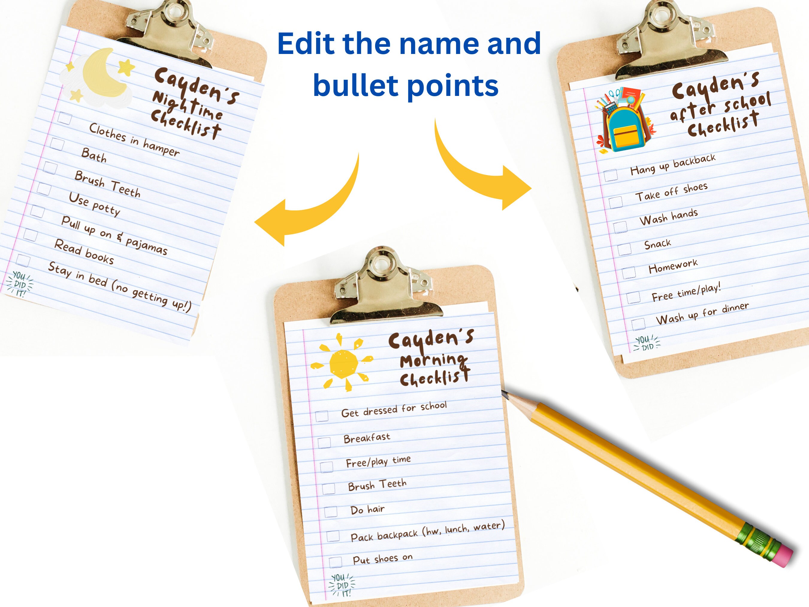 Kids Daily School Checklist Schedule Printable Editable Chore - Etsy