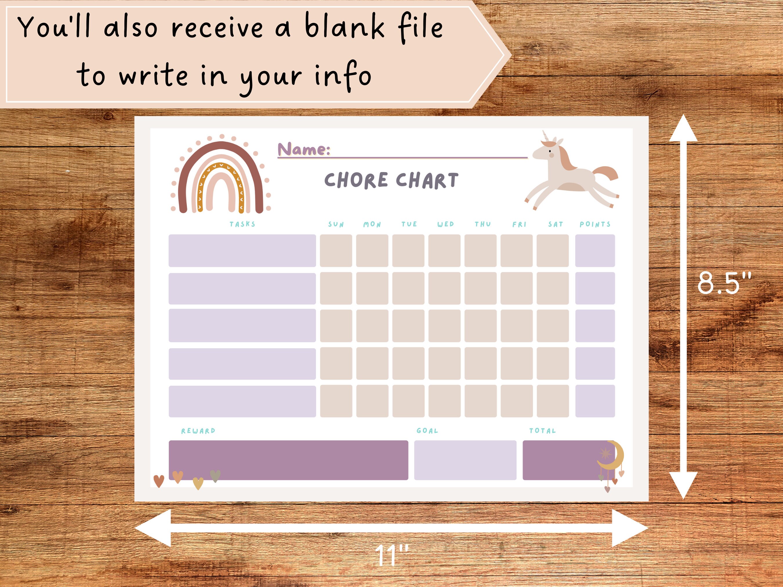Rainbow Boho Reward Chart, Editable Chore Chart (digital Download) - Etsy