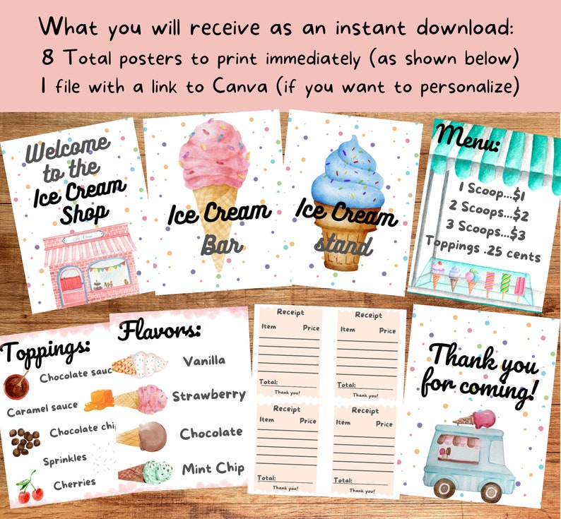 PRINTABLE Ice Cream Shop Dramatic Play Kit | Summer Activity ...