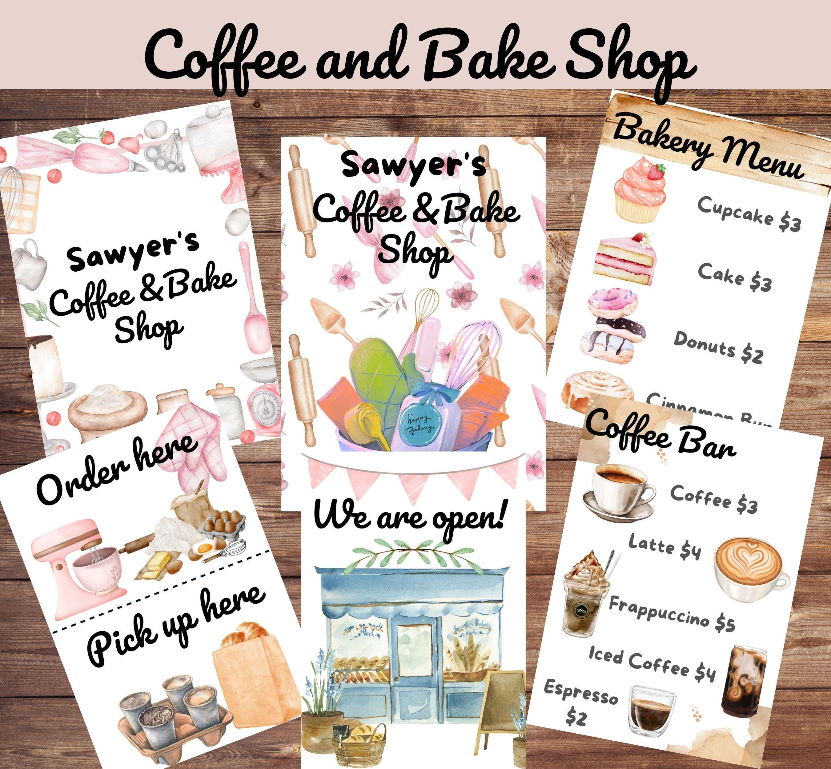 Coffee Bakery Shop Pretend Play Kit | Watercolor Printable (digital ...