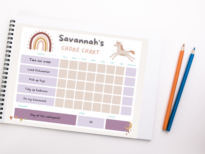 Rainbow Boho Reward Chart, Editable Chore Chart (digital Download) - Etsy