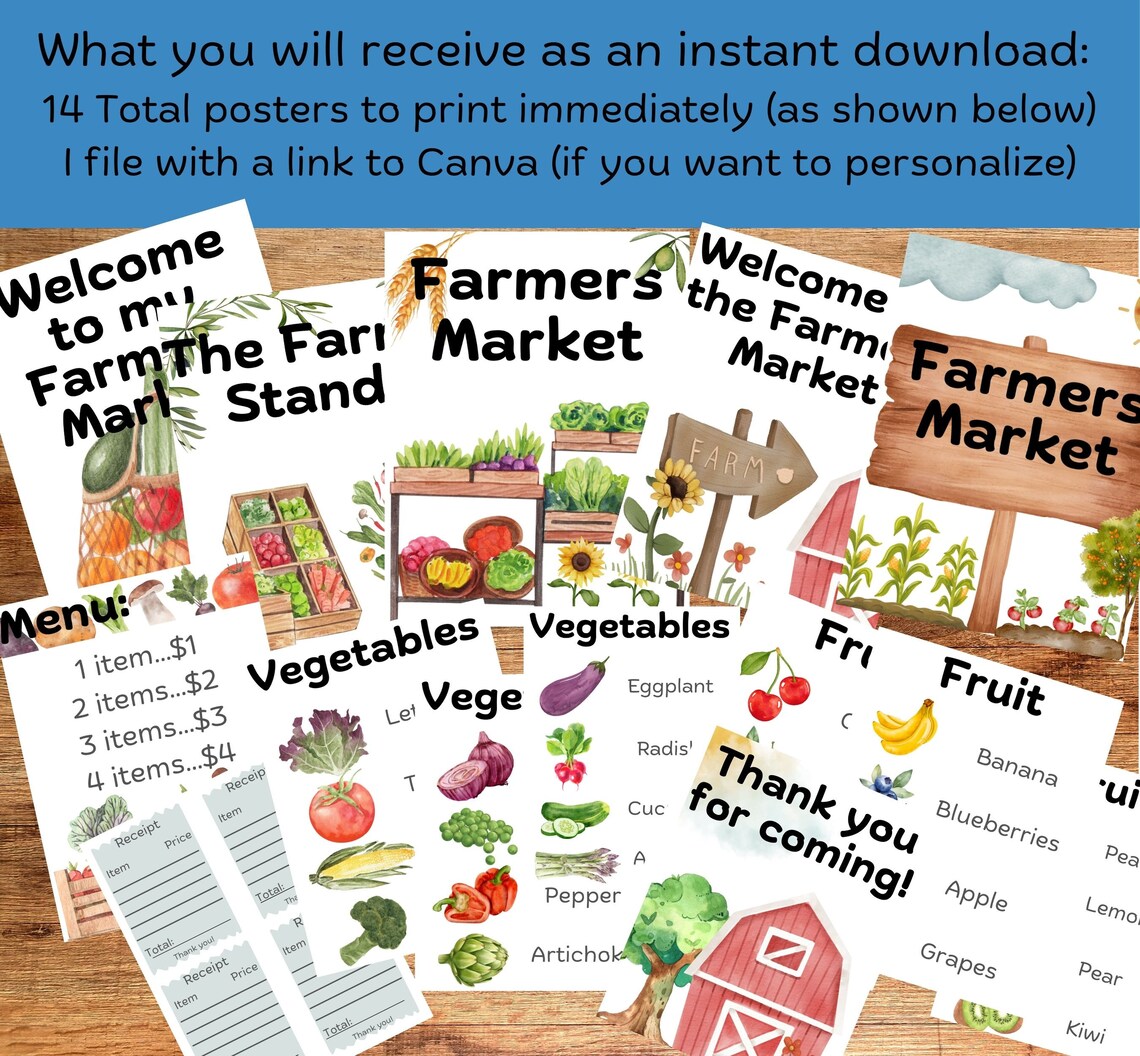 PRINTABLE Farmers Market Dramatic Play Kit | Summer Activity ...