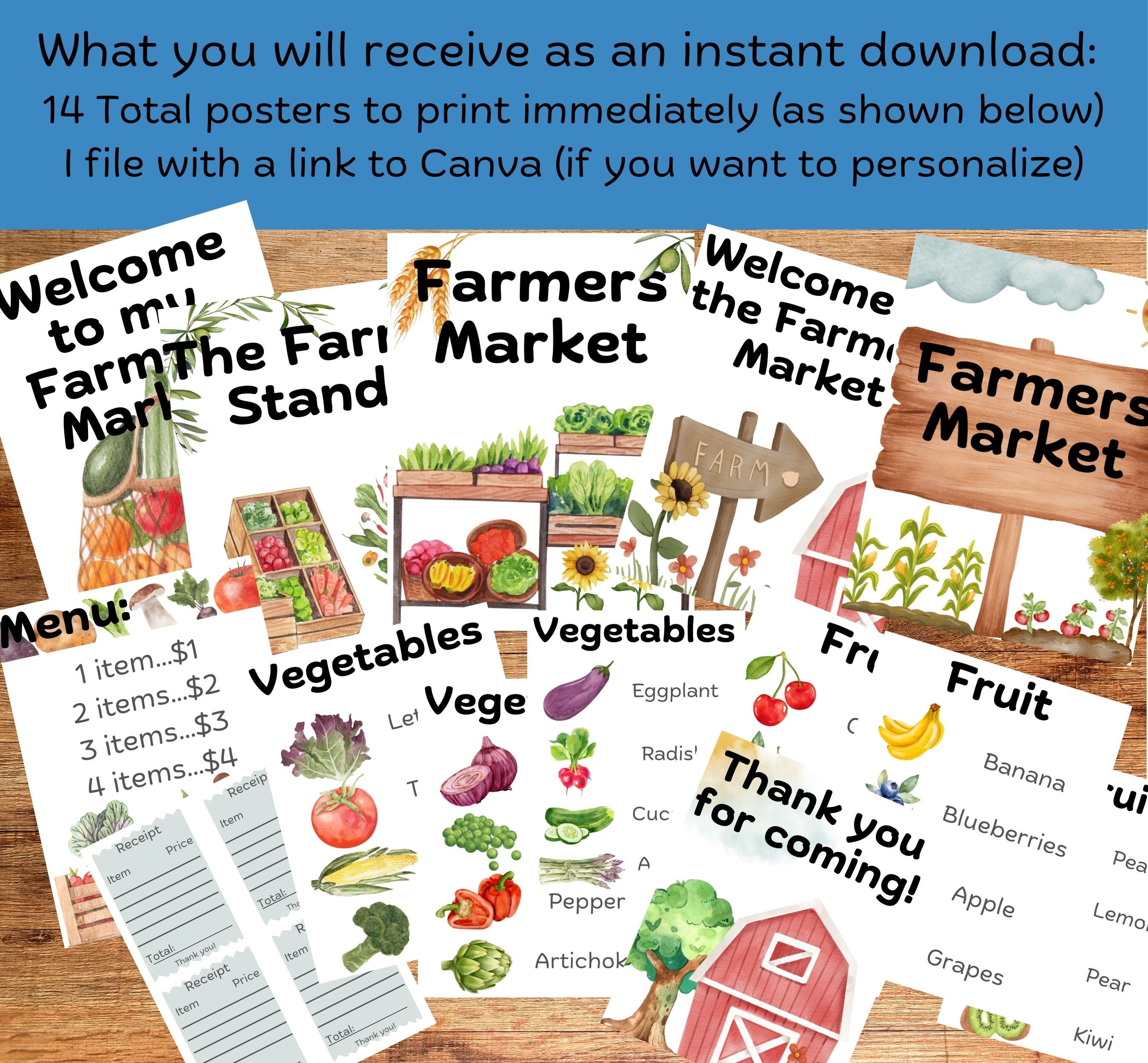 PRINTABLE Farmers Market Dramatic Play Kit | Summer Activity ...