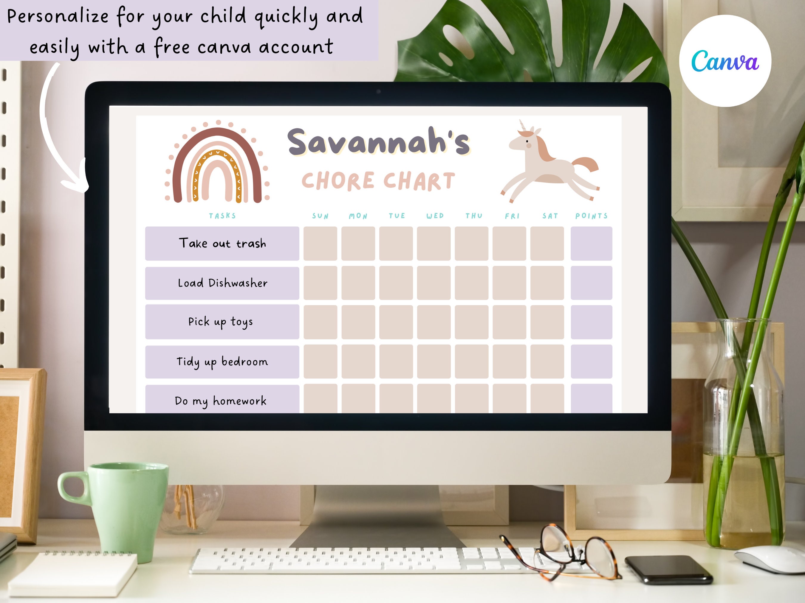 EDITABLE Reward Chart, Chore Chart, Behavior Chart, Girls Reward Chart ...