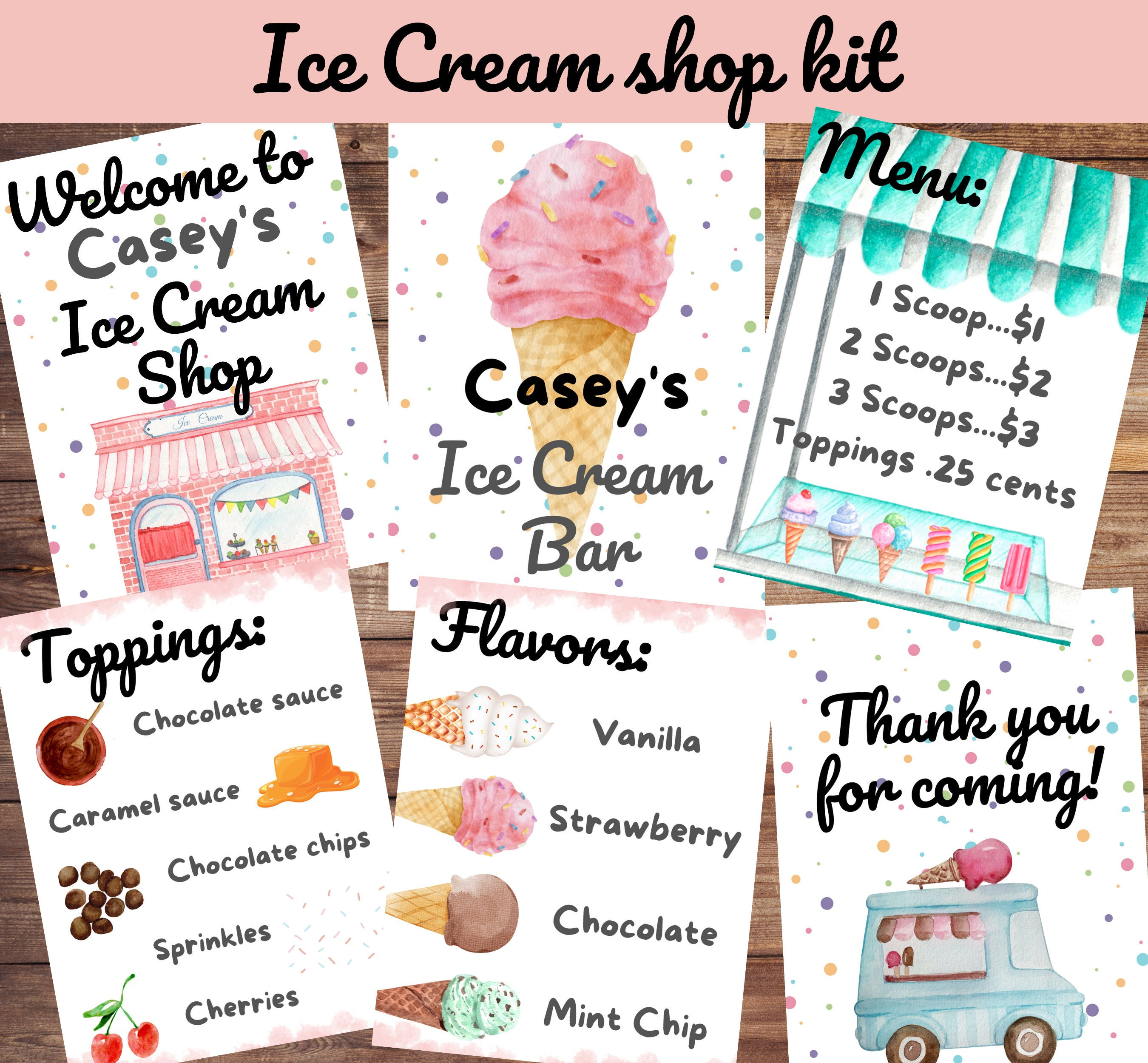 PRINTABLE Ice Cream Shop Dramatic Play Kit Summer Activity Preschool ...