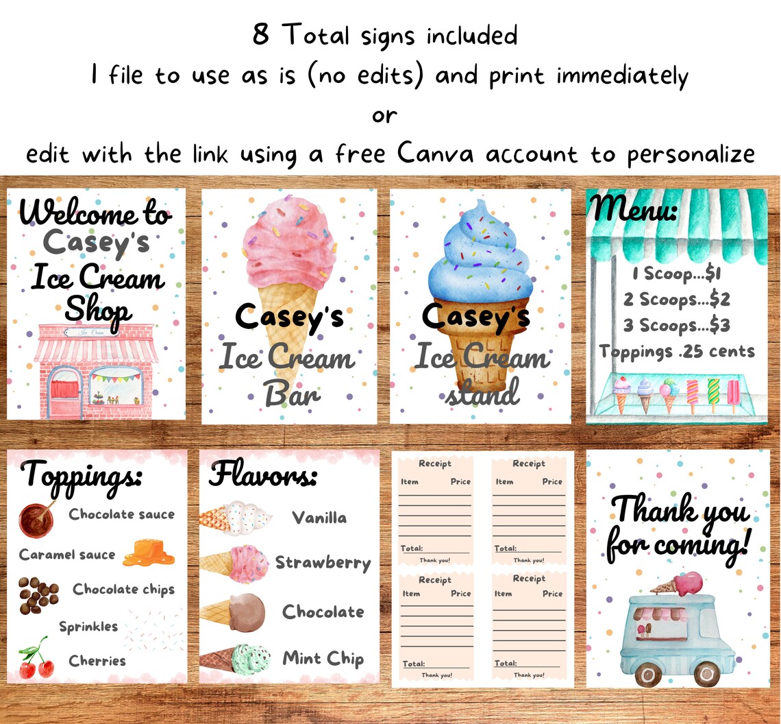 PRINTABLE Ice Cream Shop Dramatic Play Kit | Summer Activity ...
