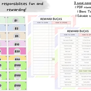 Editable Kids Reward Bucks Printable Mom Bucks, PDF Reward System for ...