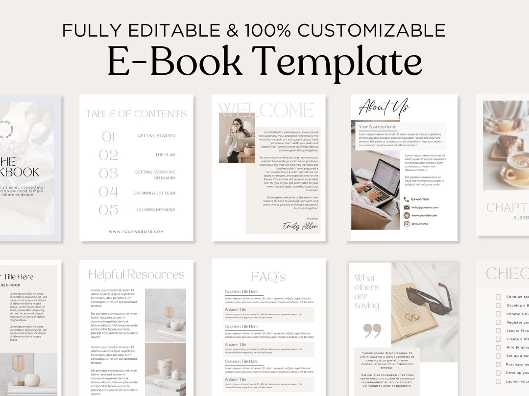 E-book Template | Editable Workbook Template | Neutral Minimalist ...