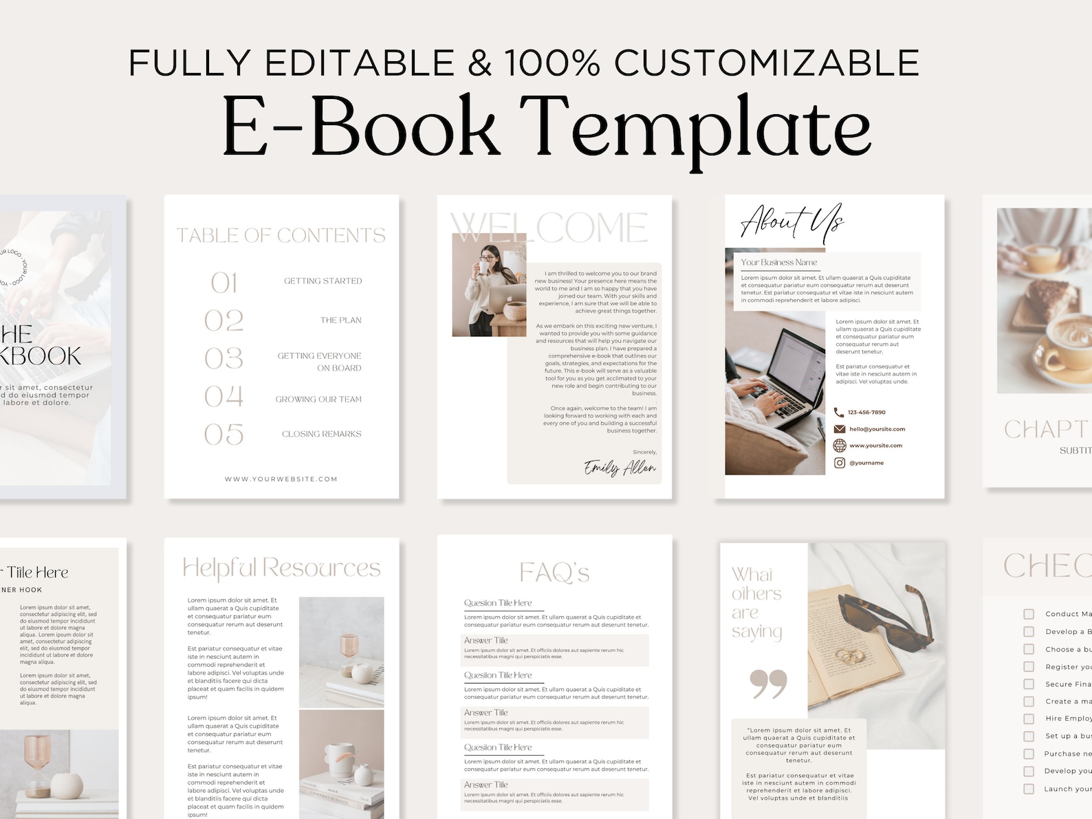 E-book Template | Editable Workbook Template | Neutral Minimalist ...
