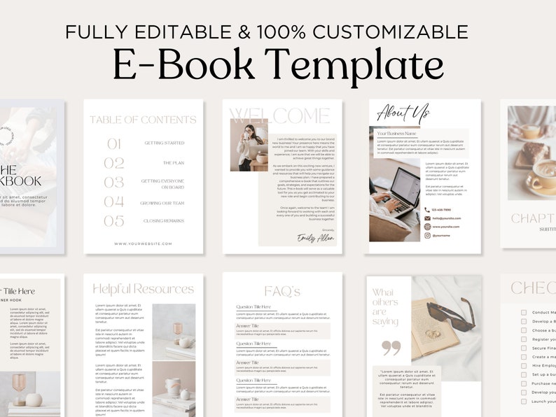 E-book Template | Editable Workbook Template | Neutral Minimalist ...