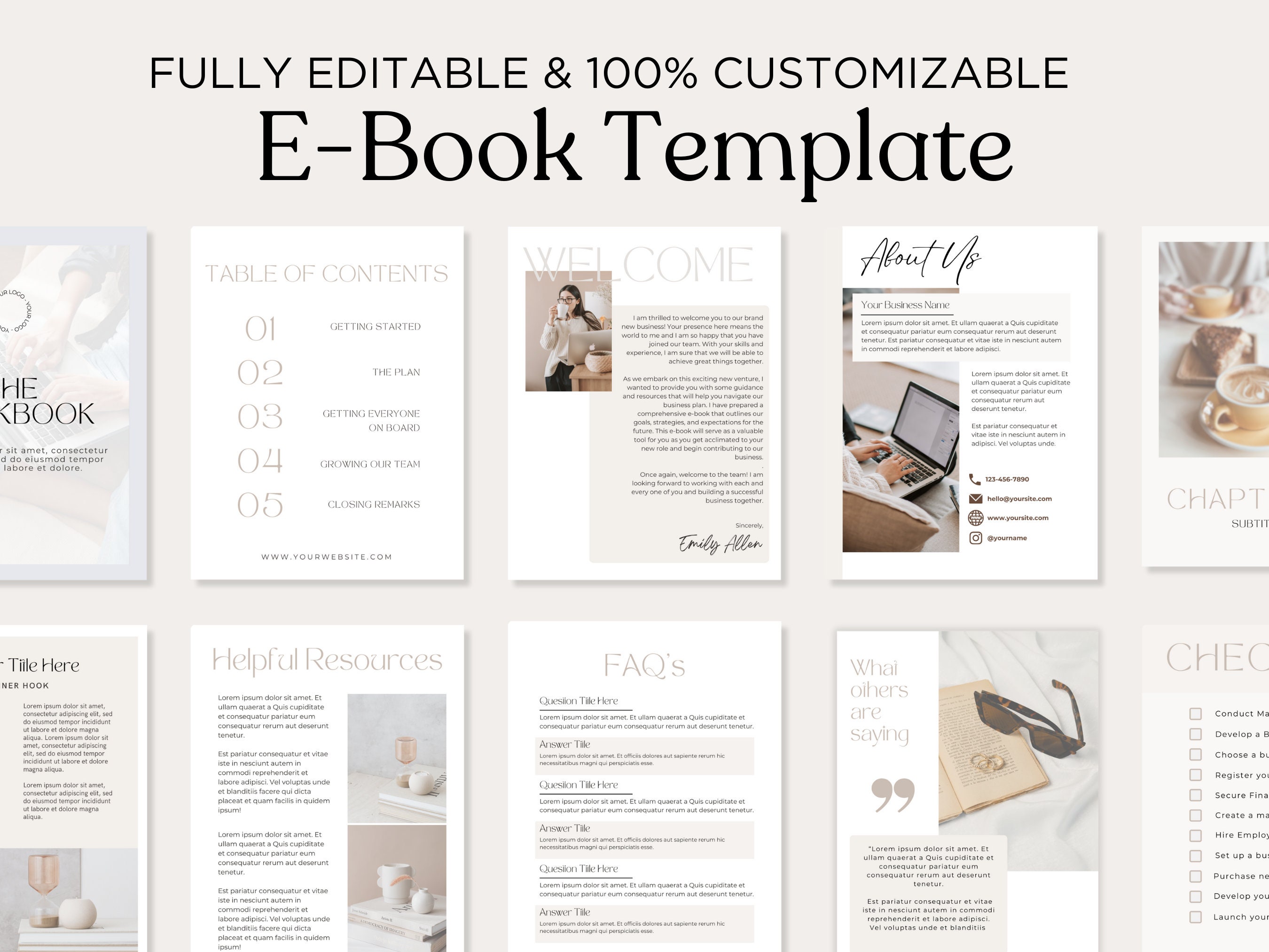 E-book Template | Editable Workbook Template | Neutral Minimalist ...