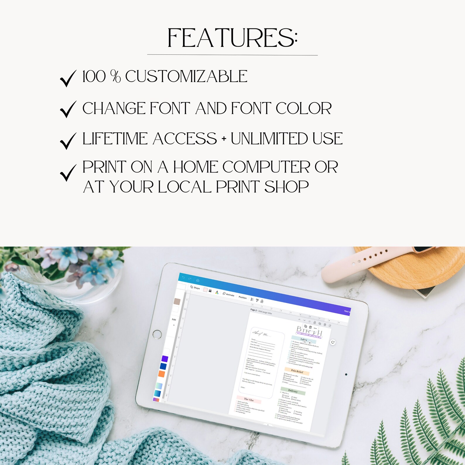 Editable Birth Plan/birth Wishes | Birth Preference Sheet | Birth Plan ...