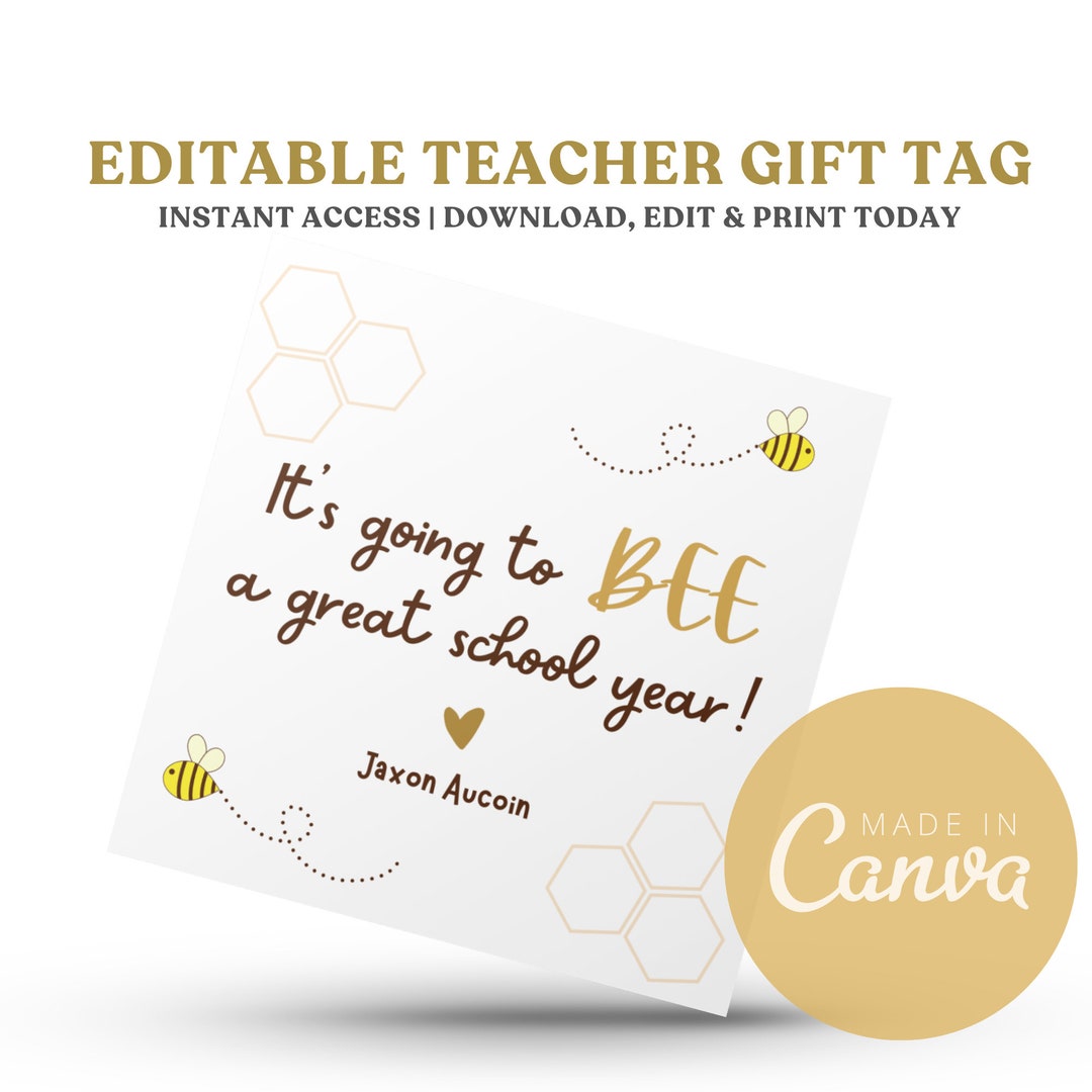 Editable Back to School Teacher Gift Tag Template | Teacher Thank You ...