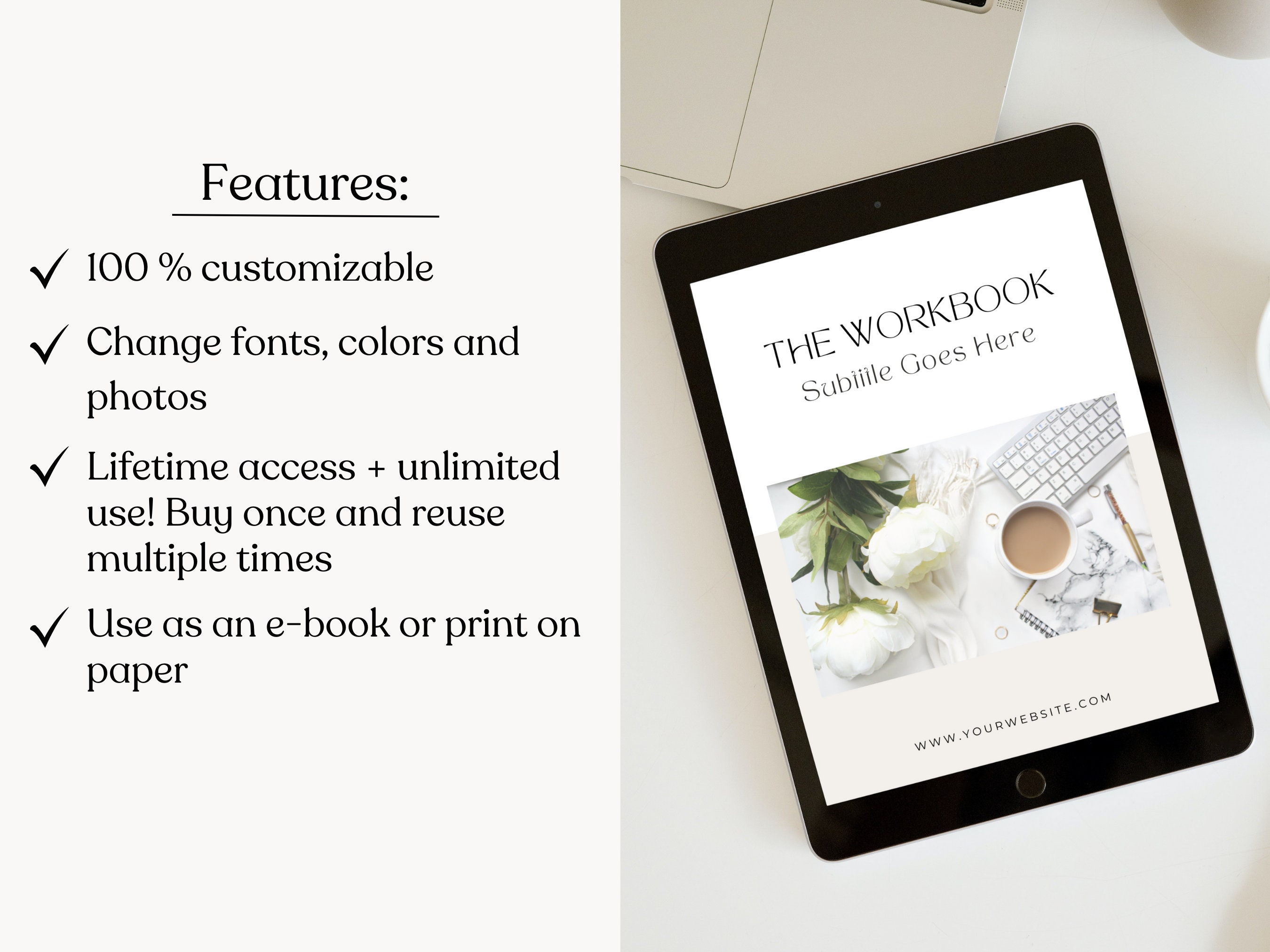 E-book Template | Editable Workbook Template | Neutral Minimalist ...