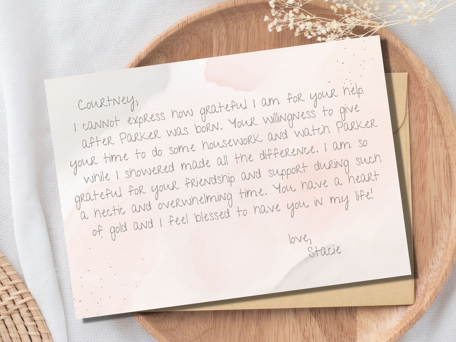 Editable Postpartum Thank You Card for Friend | Thank You Card Template ...