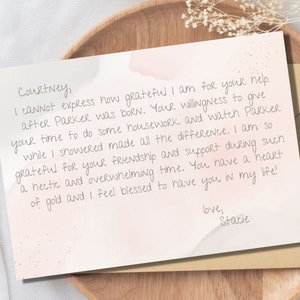 Editable Postpartum Thank You Card for Friend | Thank You Card Template ...