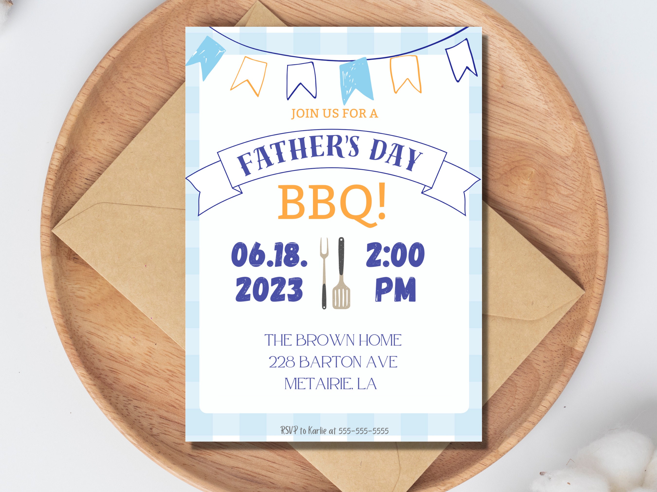 Editable Father's Day Party Invitation | Father's Day BBQ Invite ...