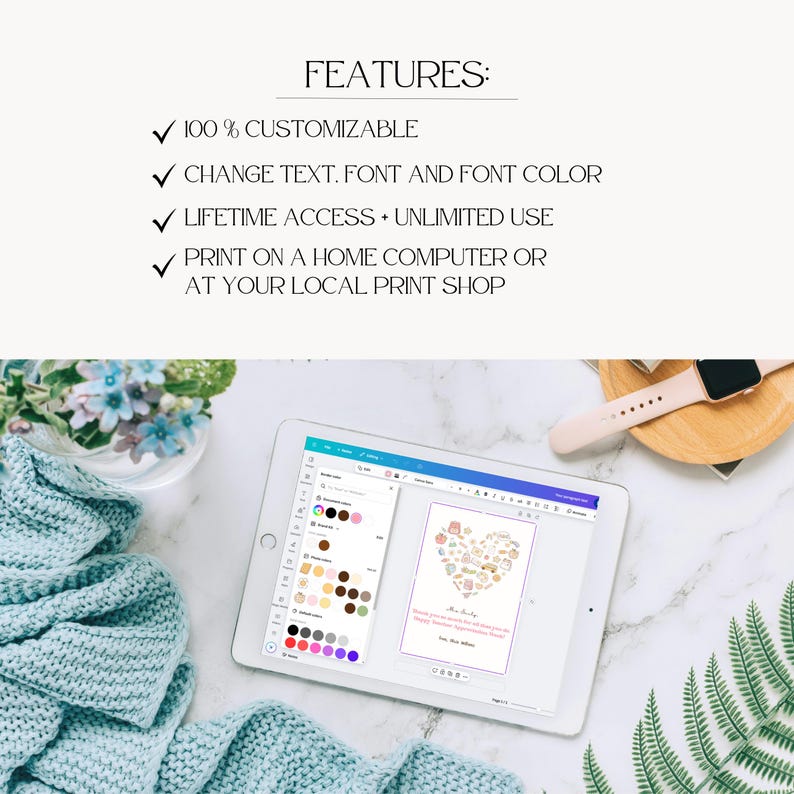 Editable Teacher Appreciation Card Template | End of Year Editable Card ...