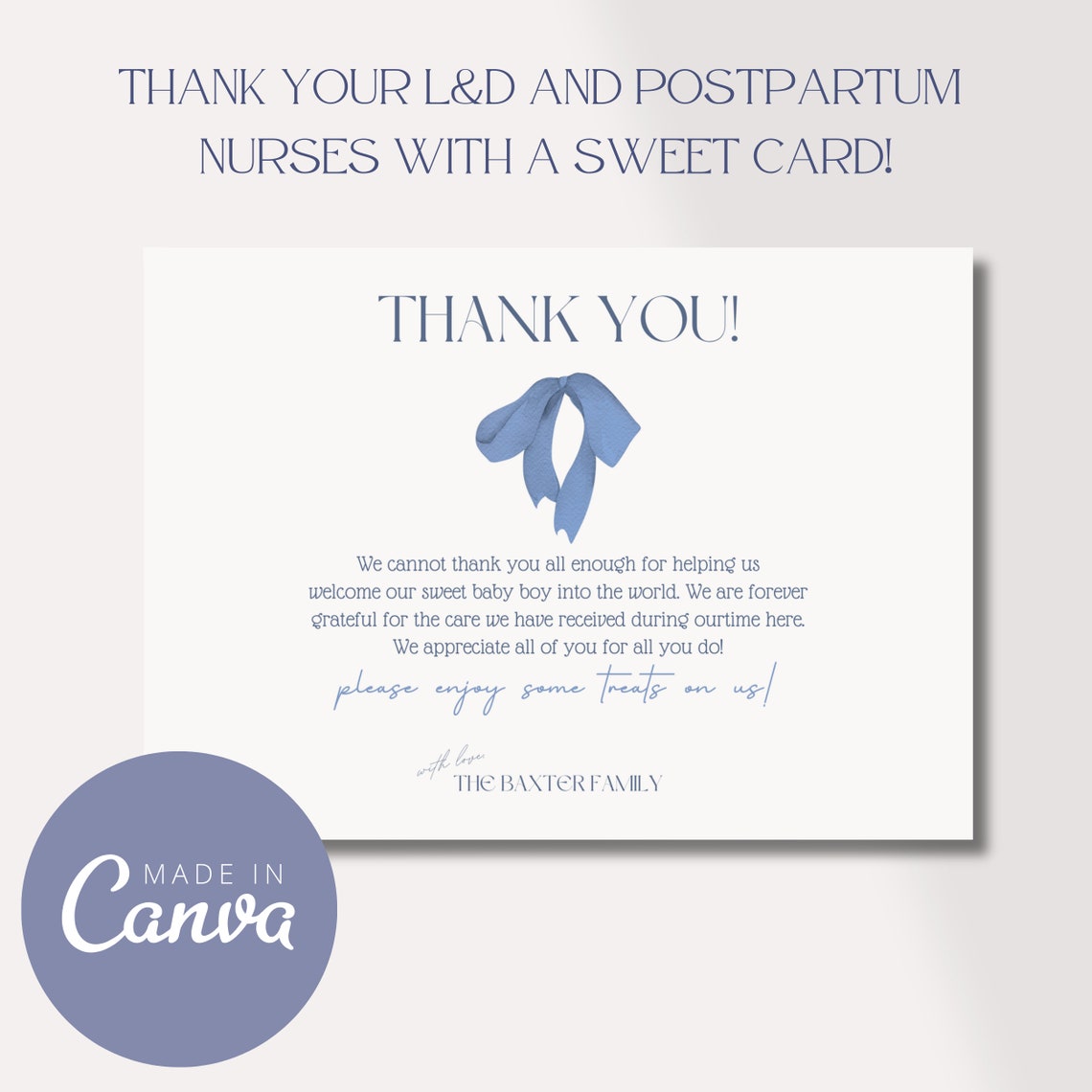 Editable Labor and Delivery/mother Baby/ NICU Nurse Thank You Sign/card ...