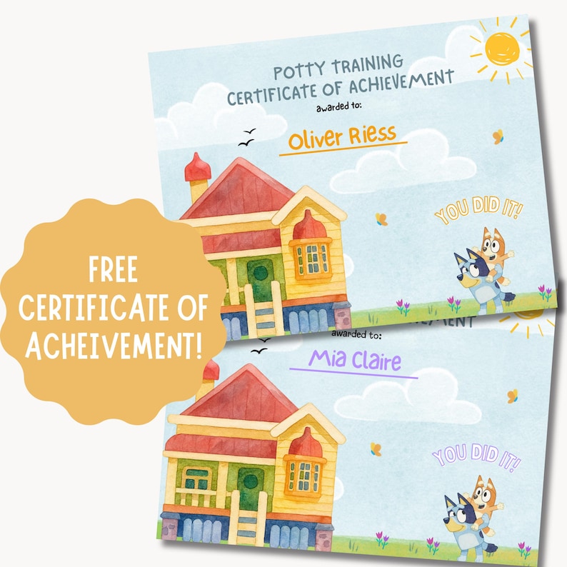Editable Bluey POTTY CHART, Toddler Reward Chart, Potty Training Chart ...