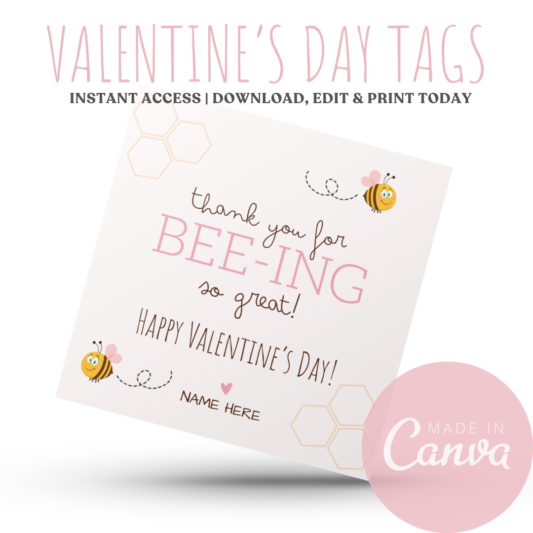 Editable Valentine's Day Favor Tag|tag for Class/daycare|kids Treats ...