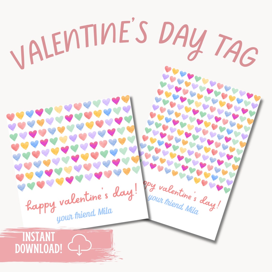 Editable Valentine's Day Favor Tag, Tag for Class/daycare Kids Treats ...