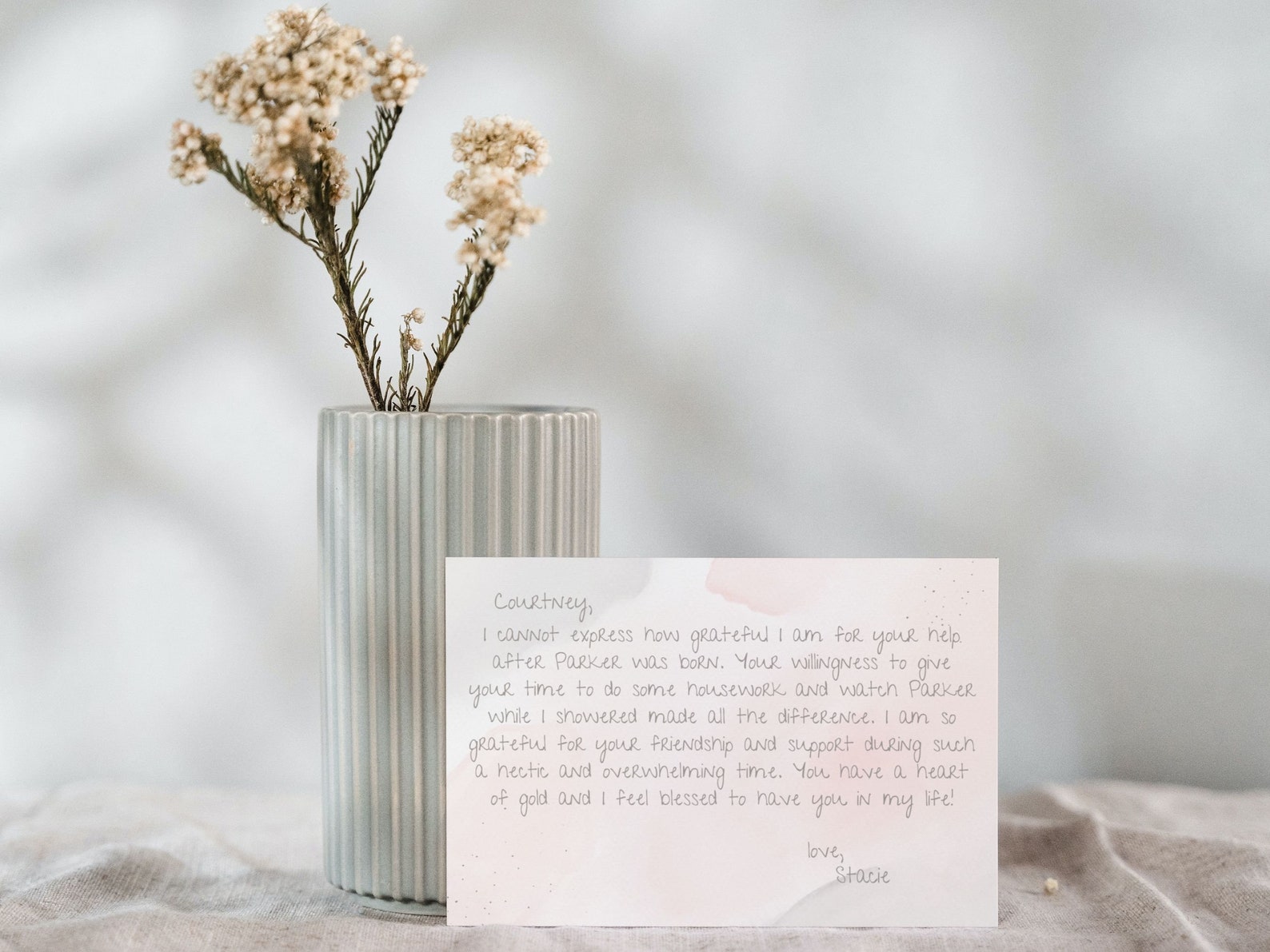 Editable Postpartum Thank You Card for Friend | Thank You Card Template ...