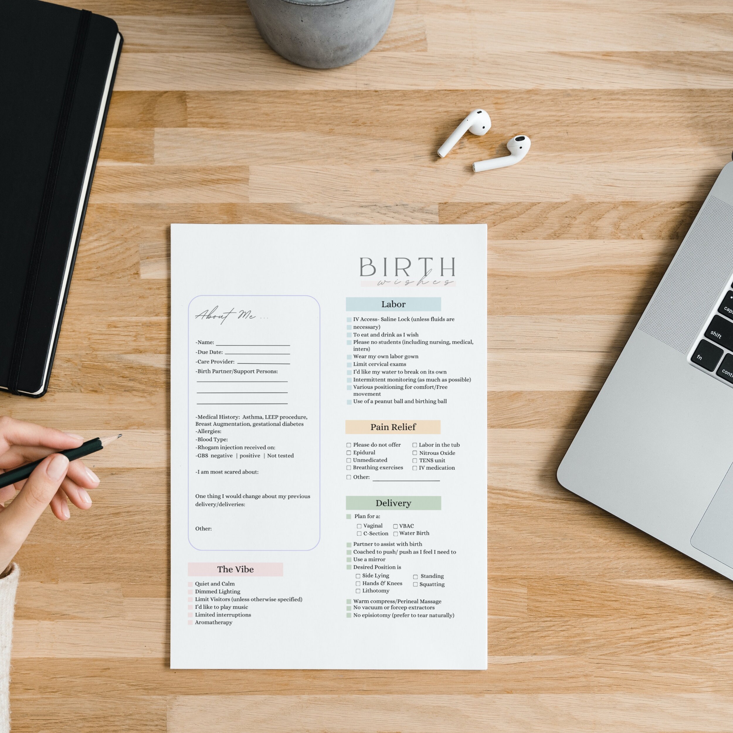 Editable Birth Plan/birth Wishes | Birth Preference Sheet | Birth Plan ...