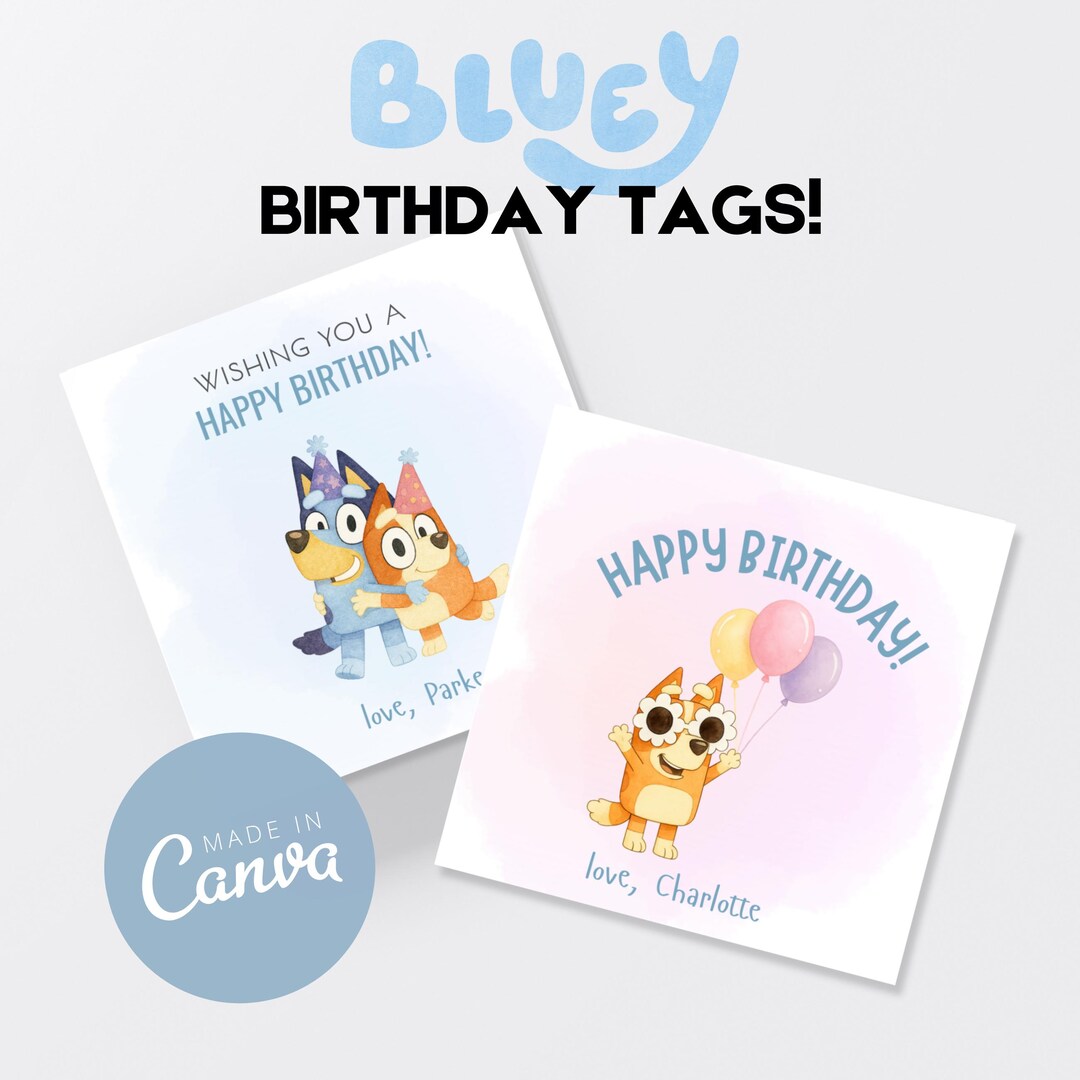 Bluey Themed Gift Tag, Custom Gift Tag, Kid Gift Tag, Family Gift Tag ...