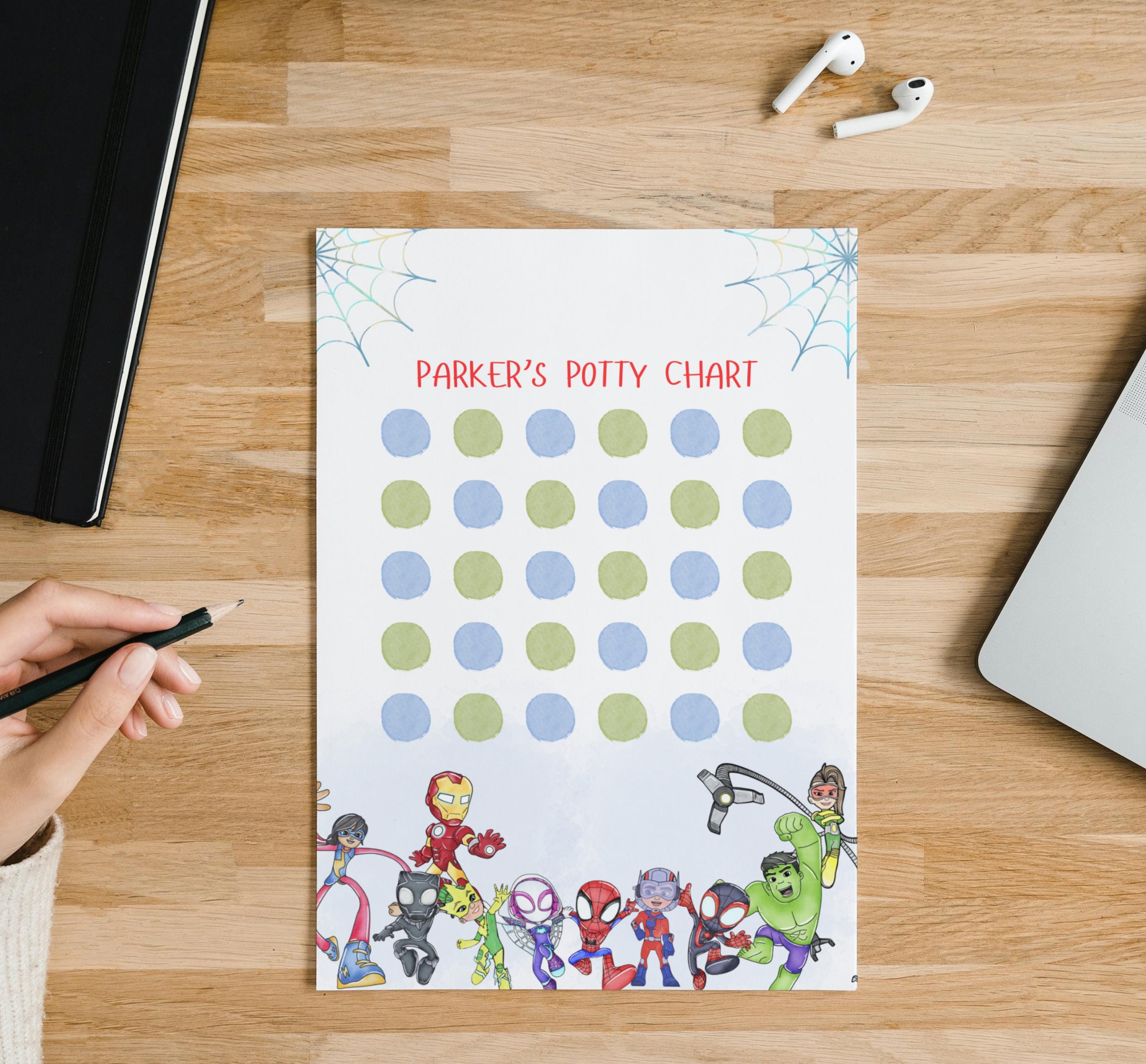 Editable Spidey & Friends POTTY CHART, Toddler Reward Chart, Potty ...