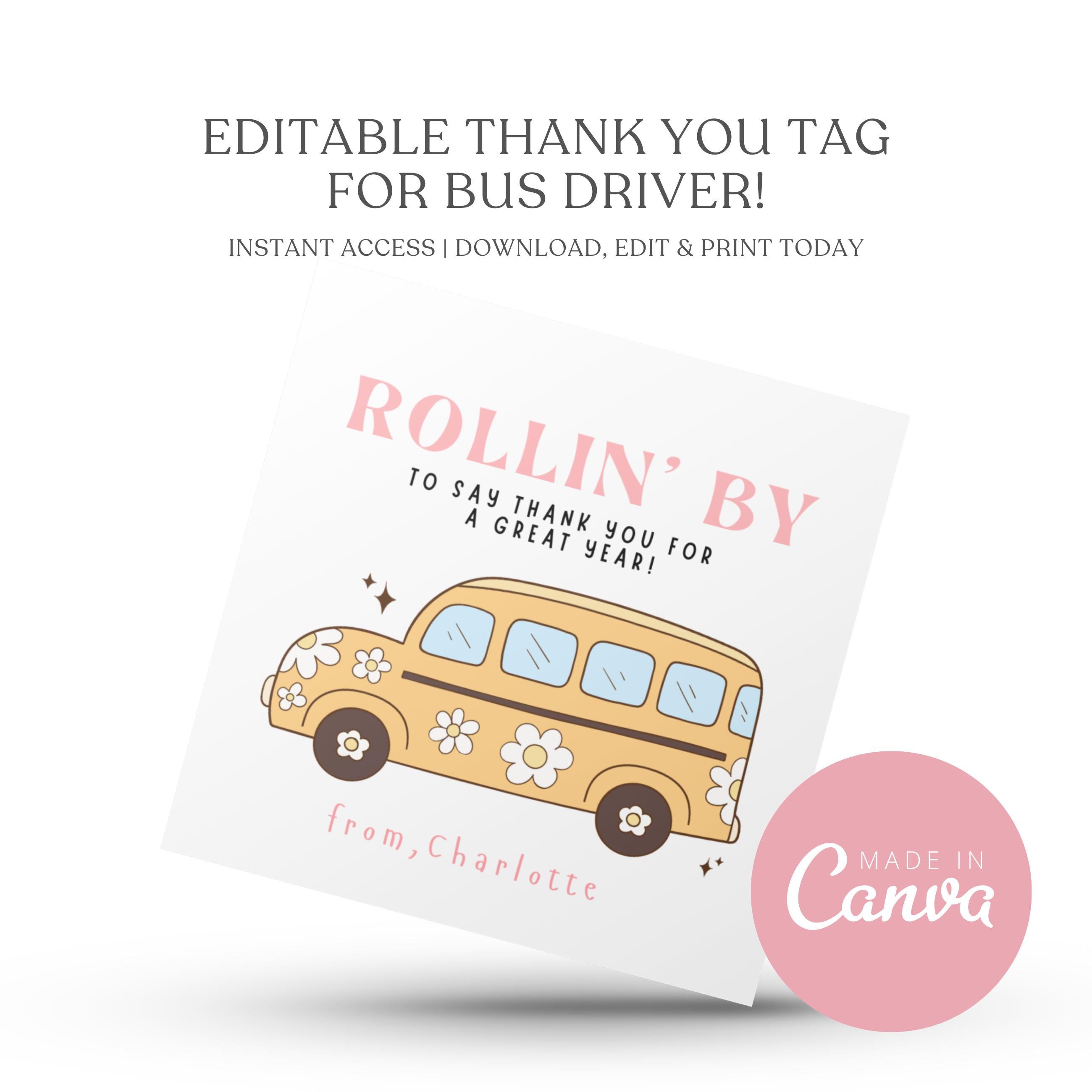 Editable Bus Driver Tag Template | Printable Bus Driver Thank You Tag ...