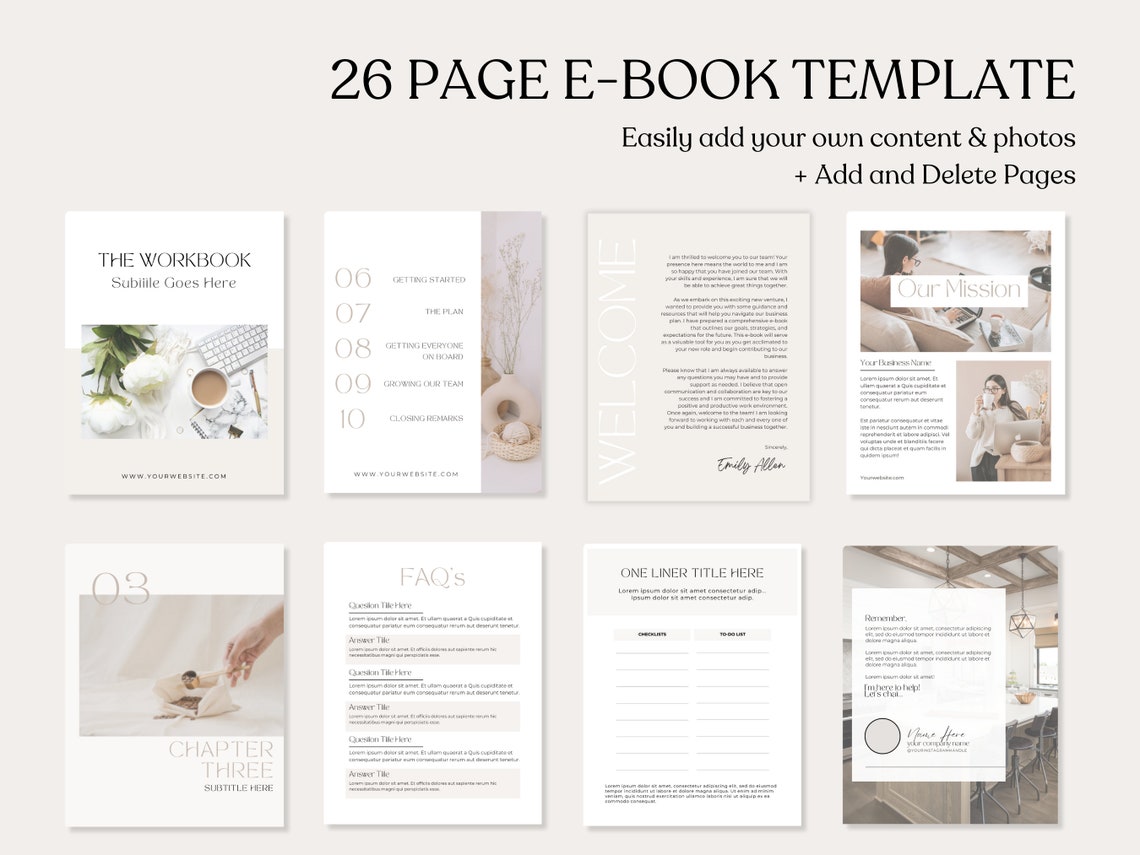 E-book Template Editable Workbook Template Neutral - Etsy