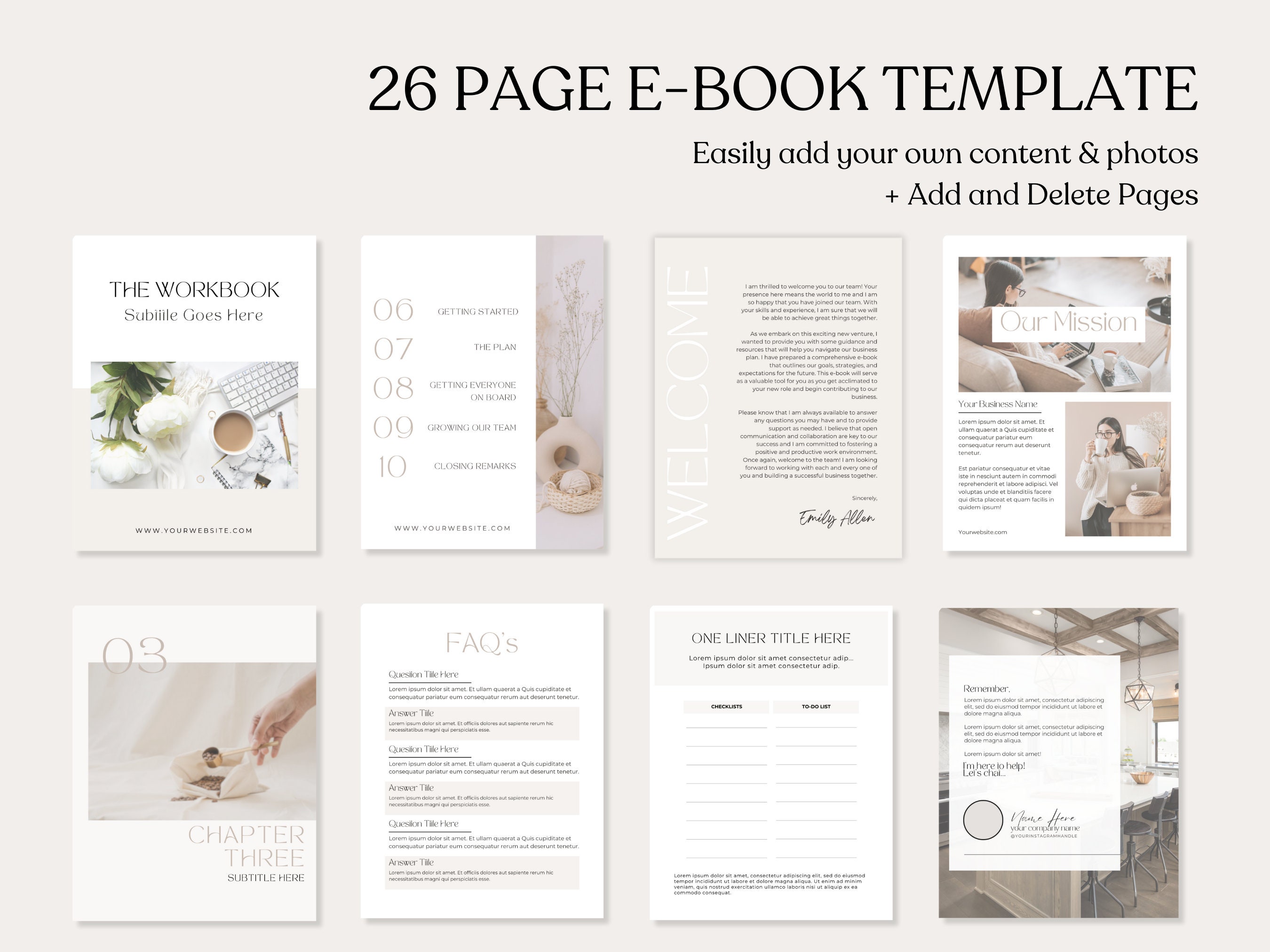 E-book Template | Editable Workbook Template | Neutral Minimalist ...