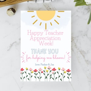 Teacher Appreciation Card Template | Printable Thank You Card for ...