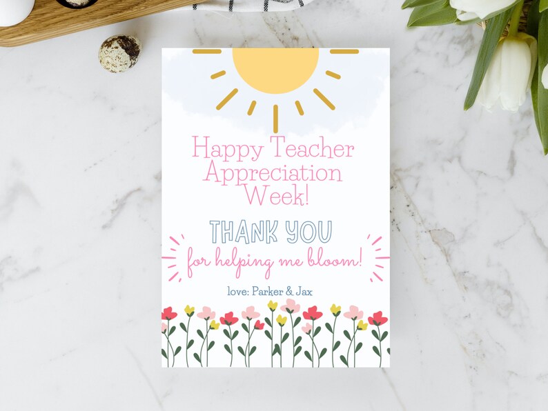 Teacher Appreciation Card Template | Printable Thank You Card for ...