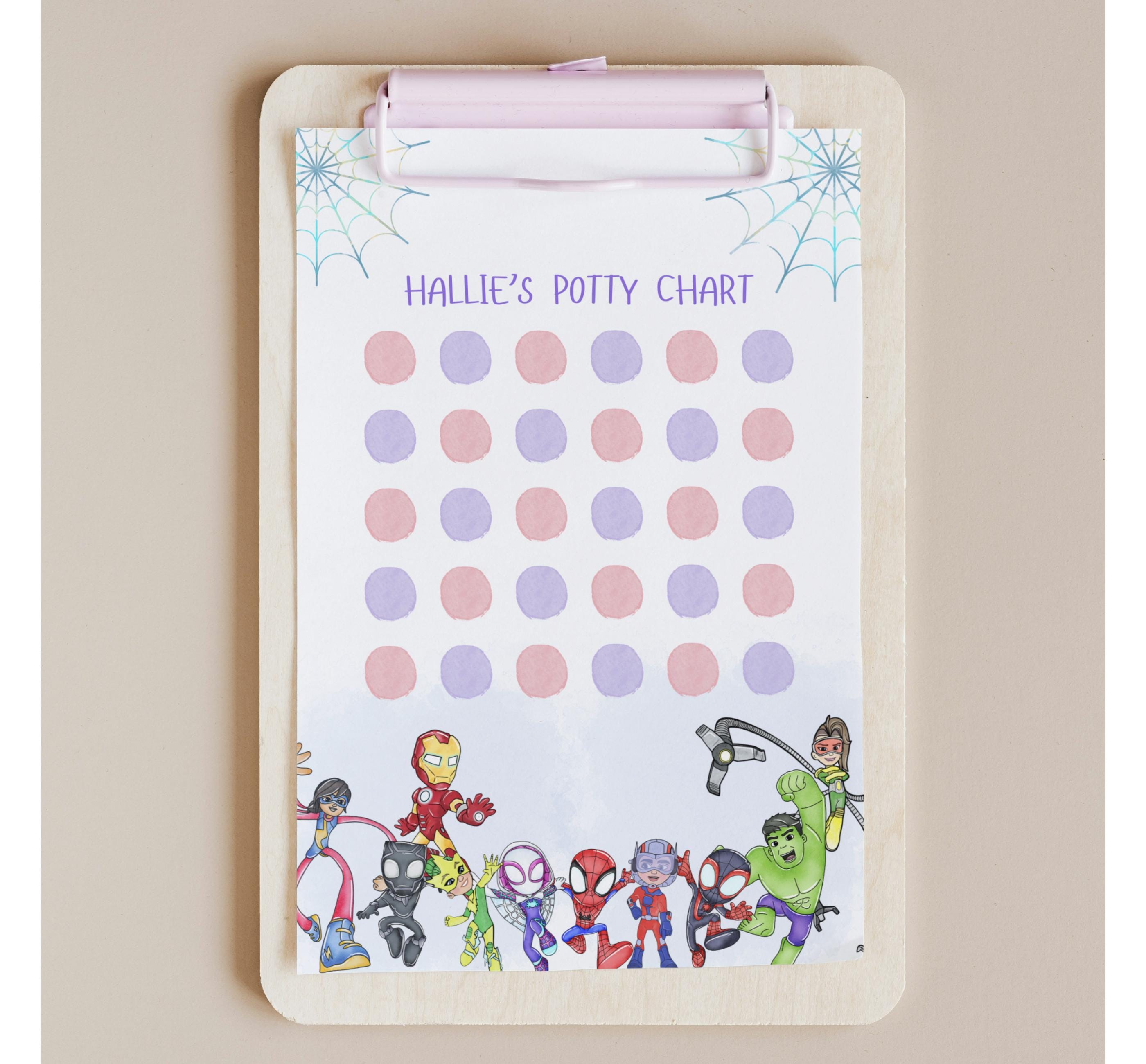 Editable Spidey & Friends POTTY CHART, Toddler Reward Chart, Potty ...
