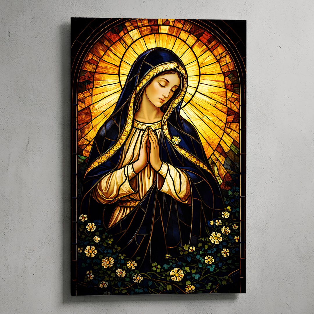 Stained Glass Praying Woman, Religious Aluminum Metal Poster - Etsy