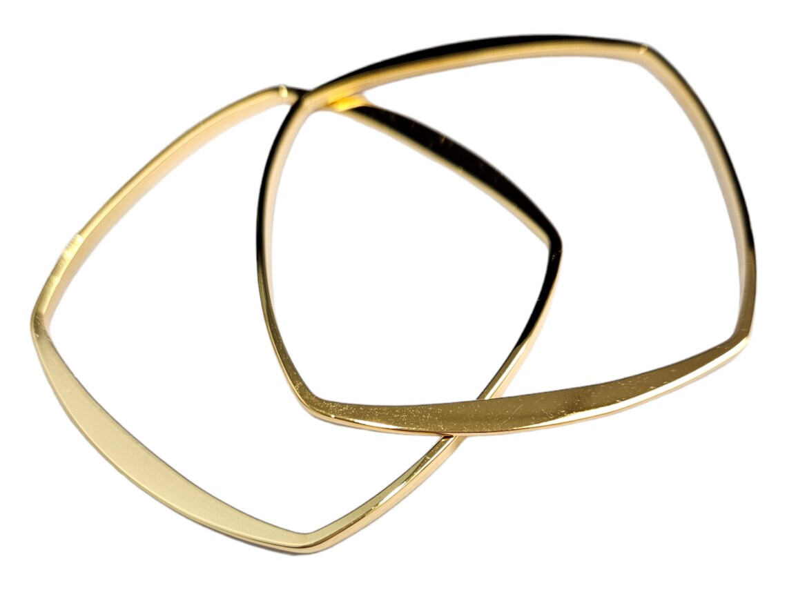 Square Bangle Bracelet in Gold Plated - Etsy