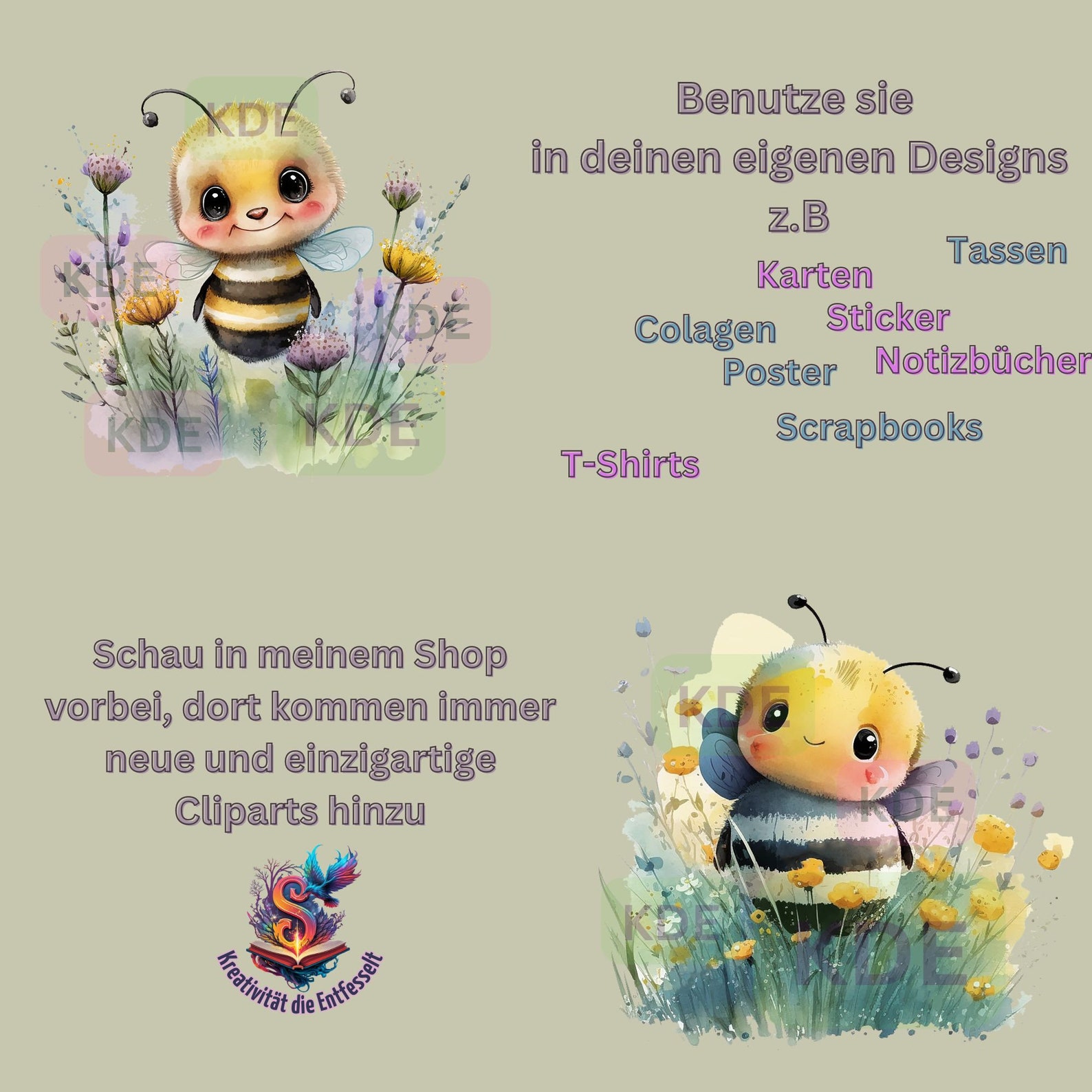 Cute Summer Bee Clipart, Baby Bee Clip Art, Watercolor Bees Clipart ...