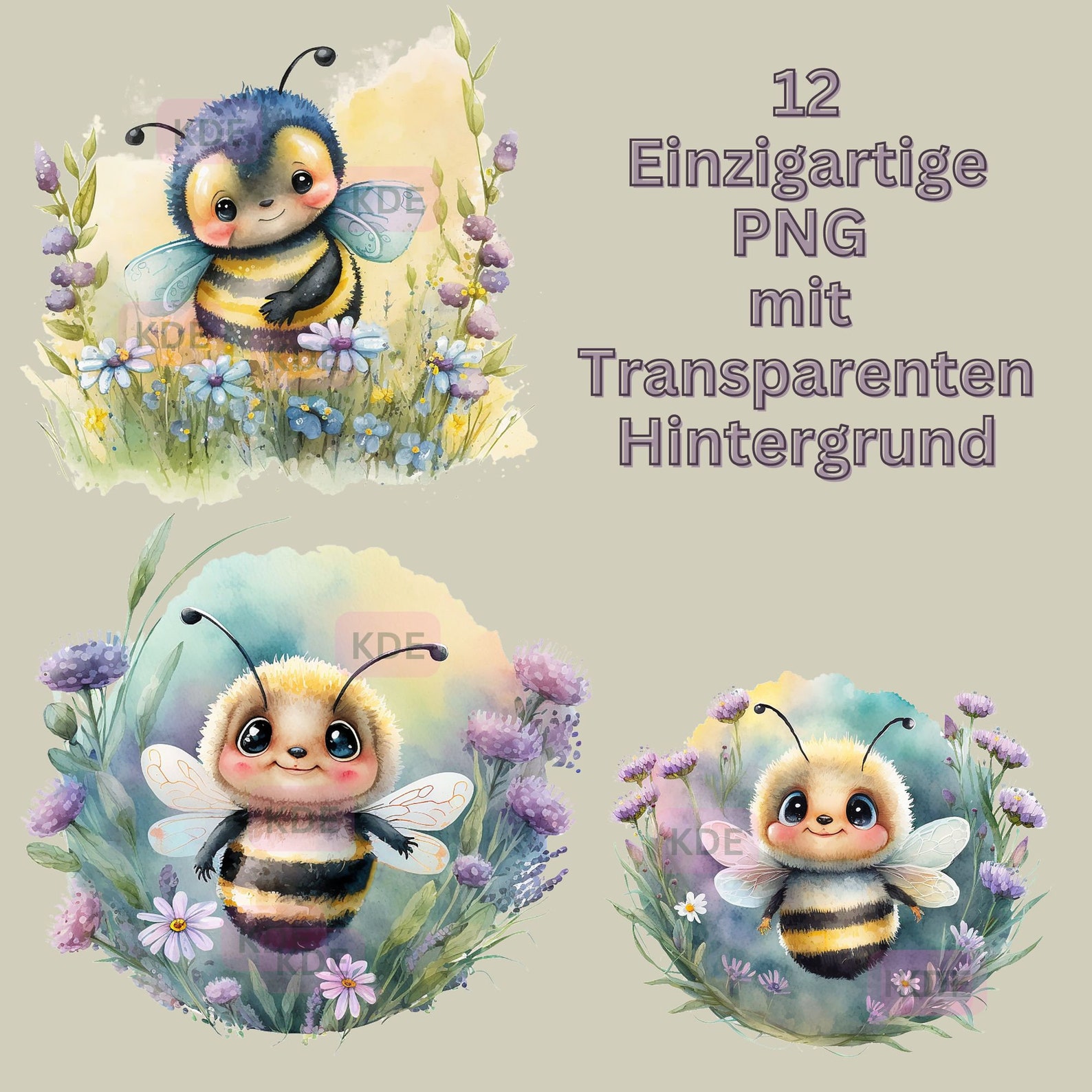Cute Summer Bee Clipart, Baby Bee Clip Art, Watercolor Bees Clipart ...