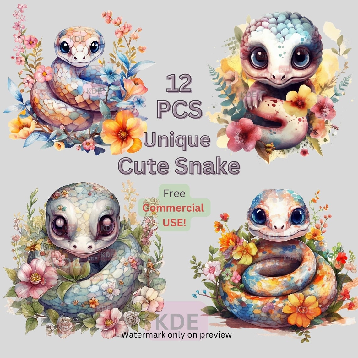 Cute Snake PNG Bundle , Cute Snakes Clipart , Fantasy Snakes Clipart ...