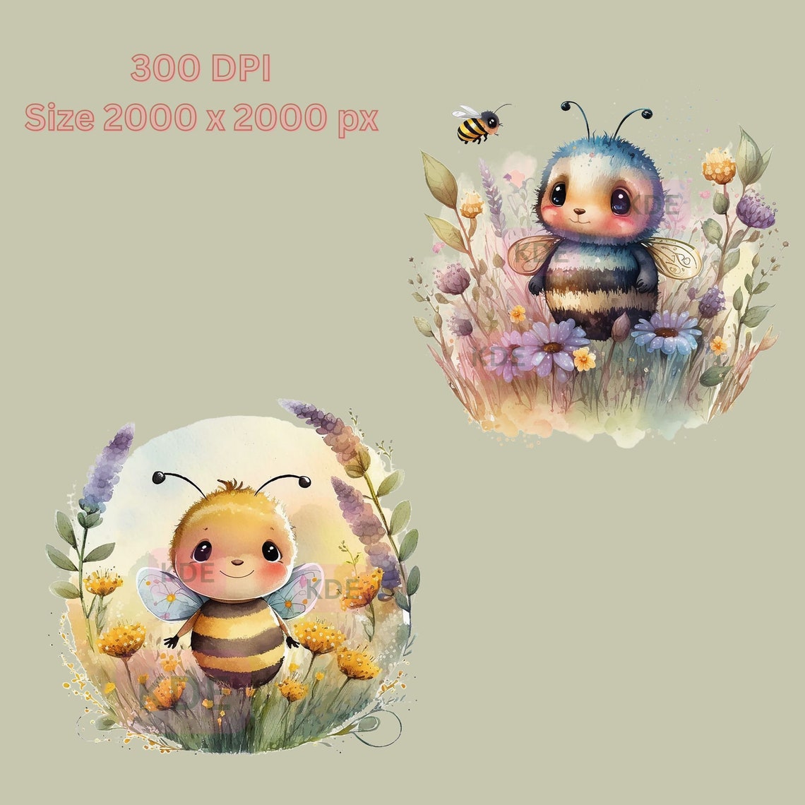 Cute Summer Bee Clipart, Baby Bee Clip Art, Watercolor Bees Clipart ...