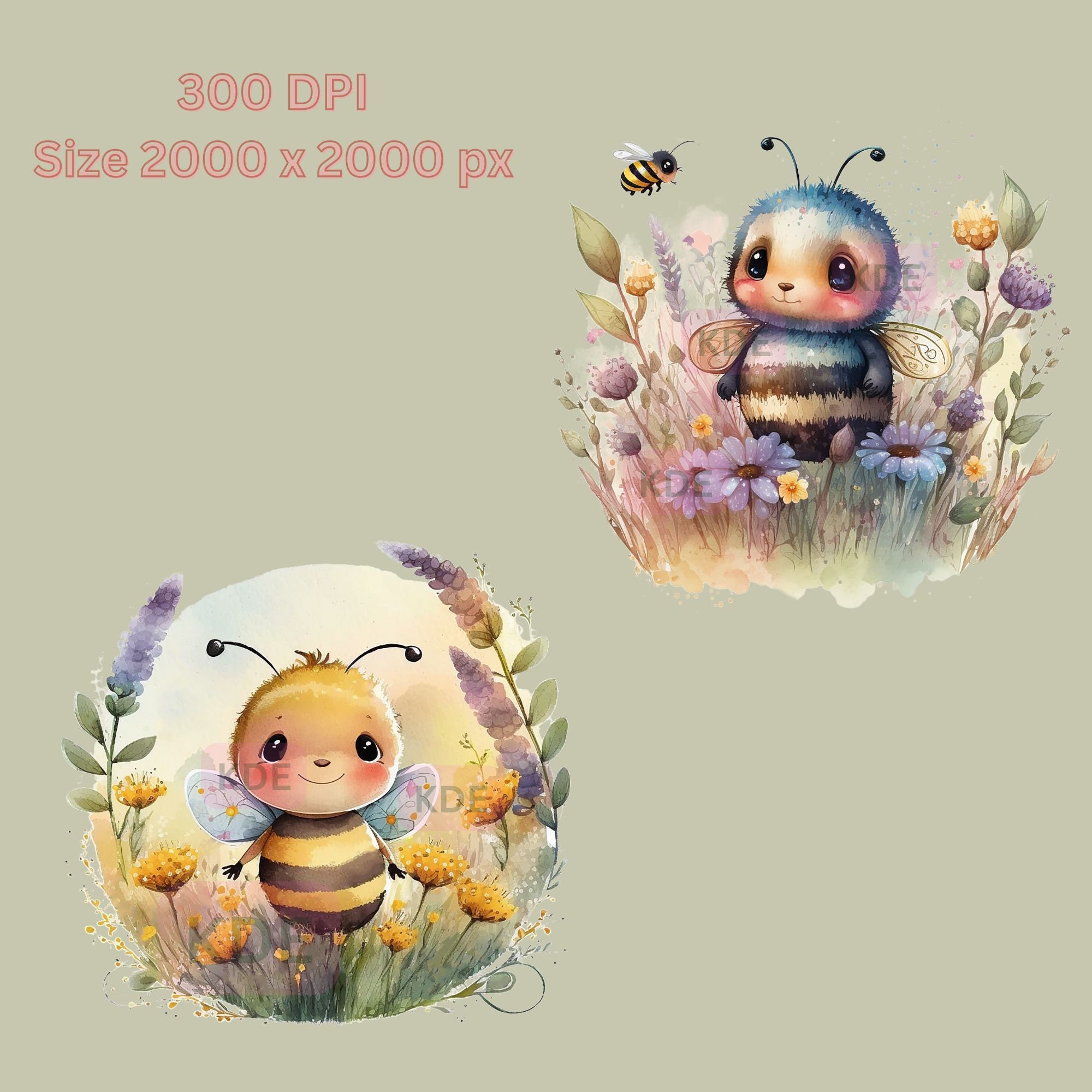 Cute Summer Bee Clipart, Baby Bee Clip Art, Watercolor Bees Clipart ...