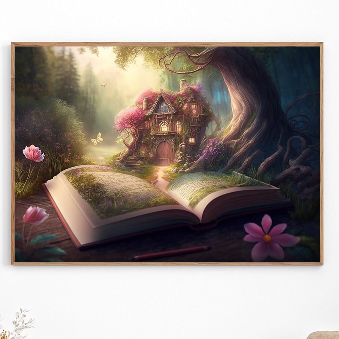 Enchanting Magical World of Books / Digital Download / Unique Bookshelf ...