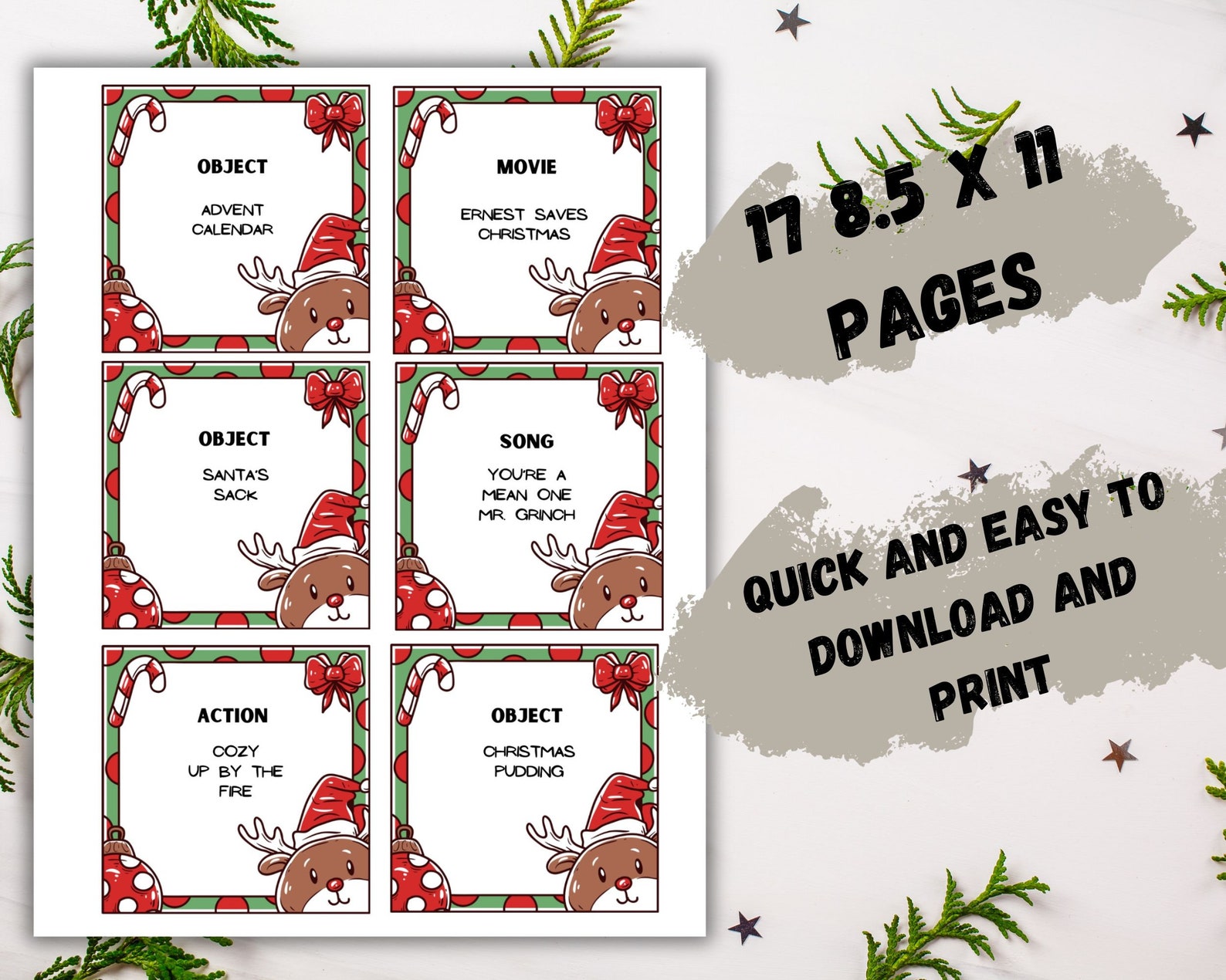 Christmas Charades, Charades, Printable Charades, Printable Christmas ...