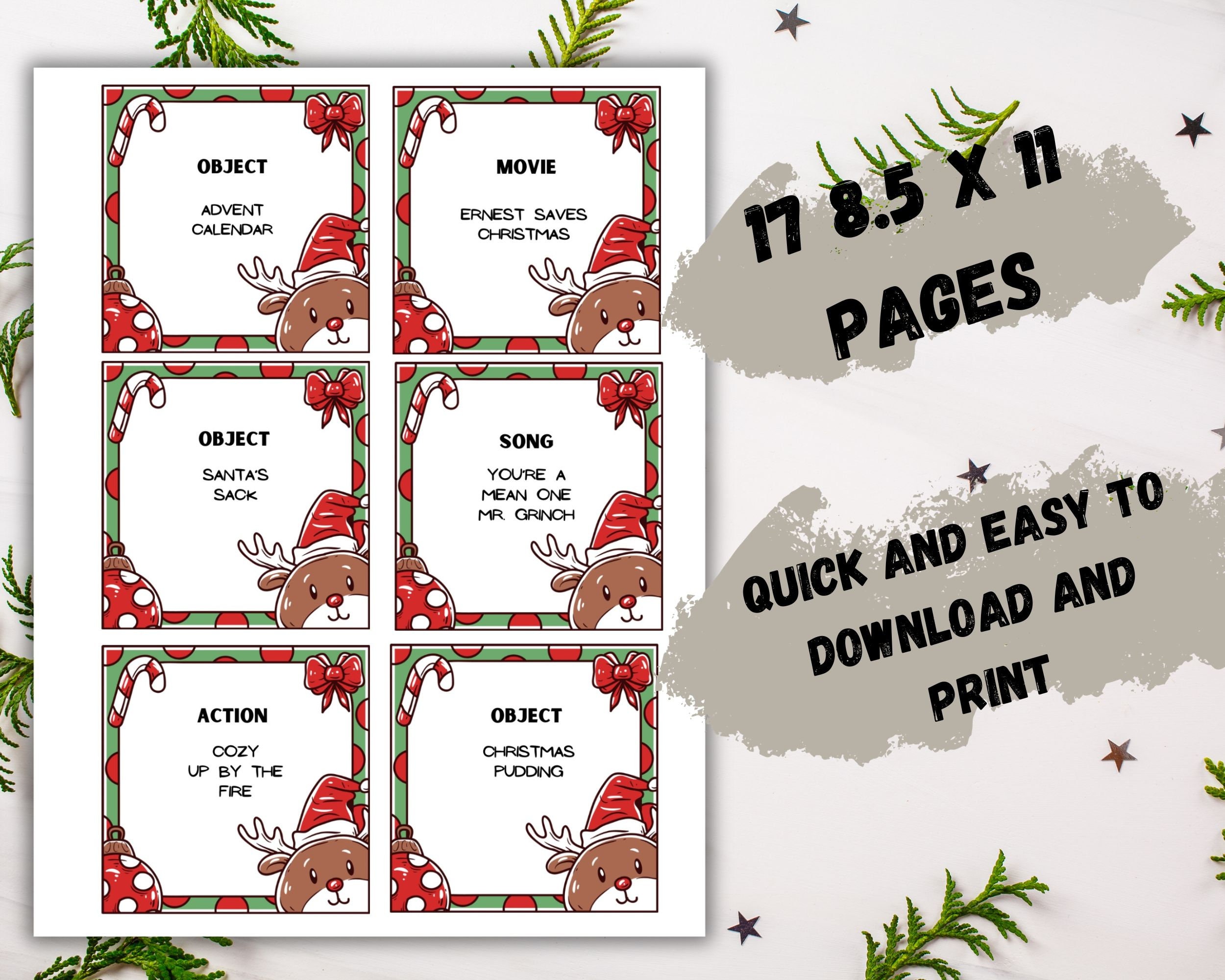 Christmas Charades, Charades, Printable Charades, Printable Christmas ...