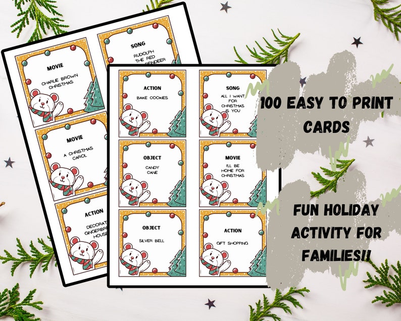 Christmas Charades, Christmas Printable Game, Christmas Party Game ...
